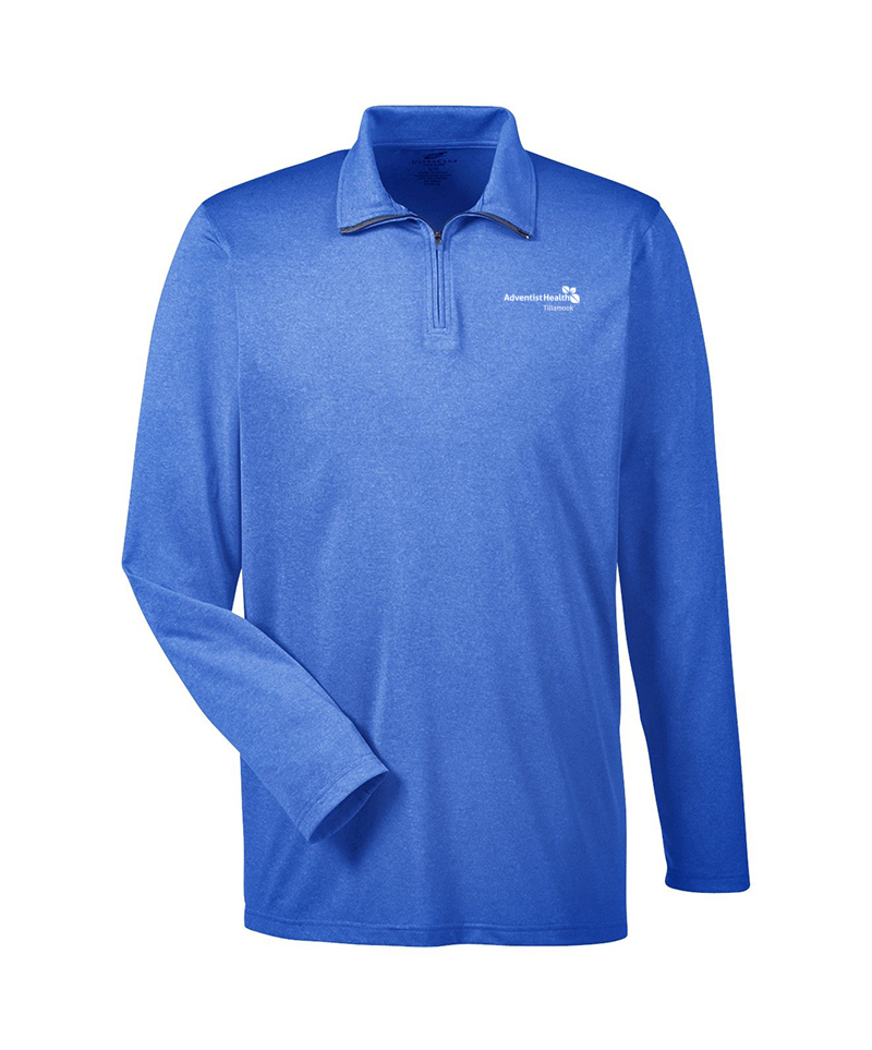 UltraClub Men's Cool & Dry Heathered Performance Quarter-Zip